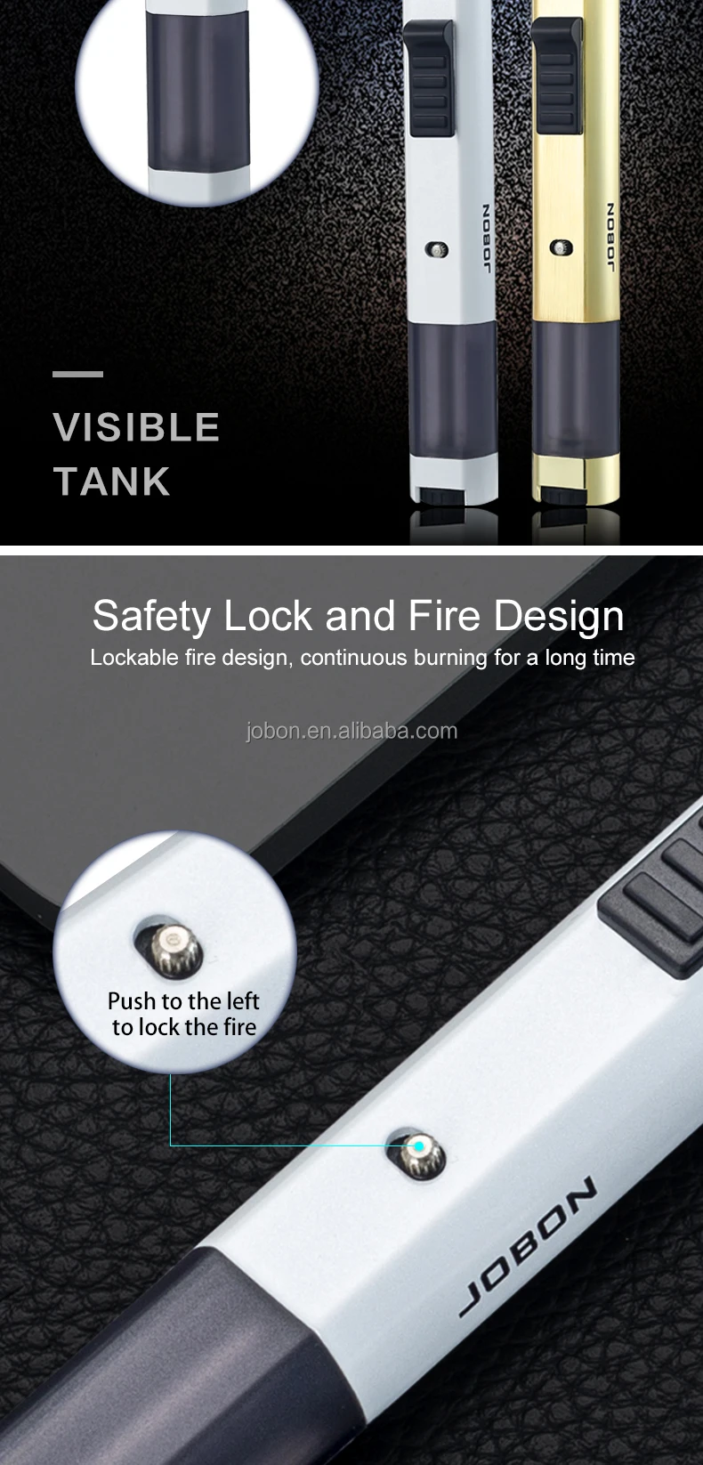 JOBON Pen Jet Flame Long Torch Lighter With Fire Lock Gas Butane ...
