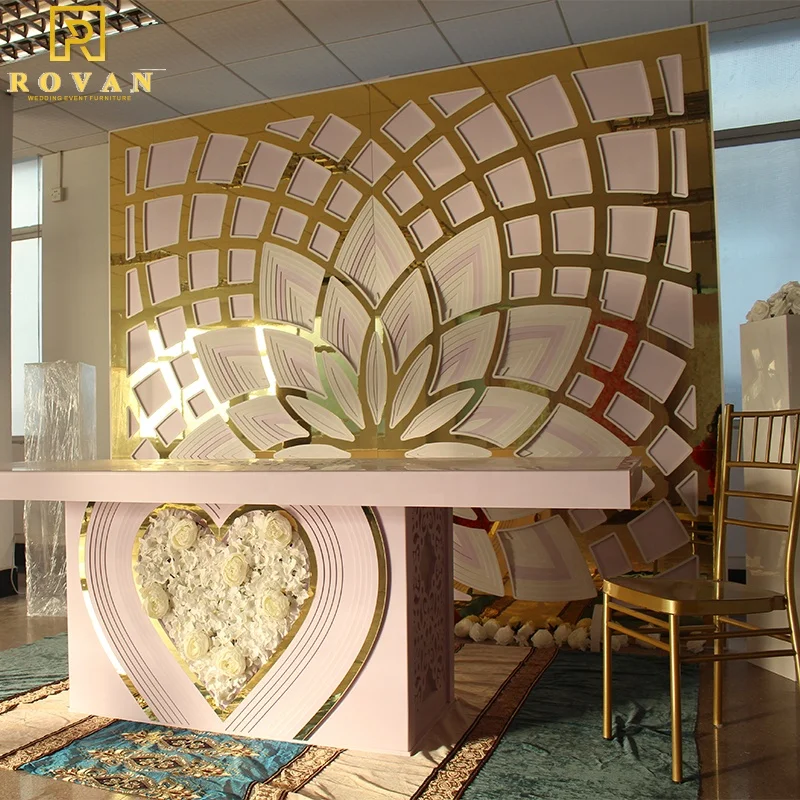 Fashion Flower Wall Panels Banquet Pvc Gold Party Birthday Wedding ...