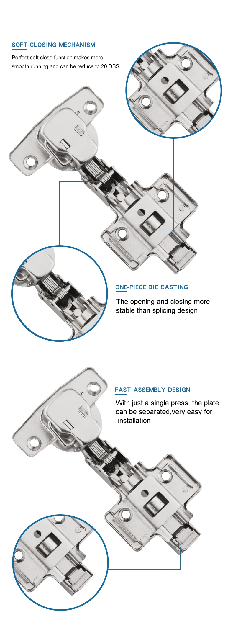 Roeasy Pom Buffer Hinge Two Way Soft Close 3d 4d Cabinet Hinges For Kitchen Cupboard And ...