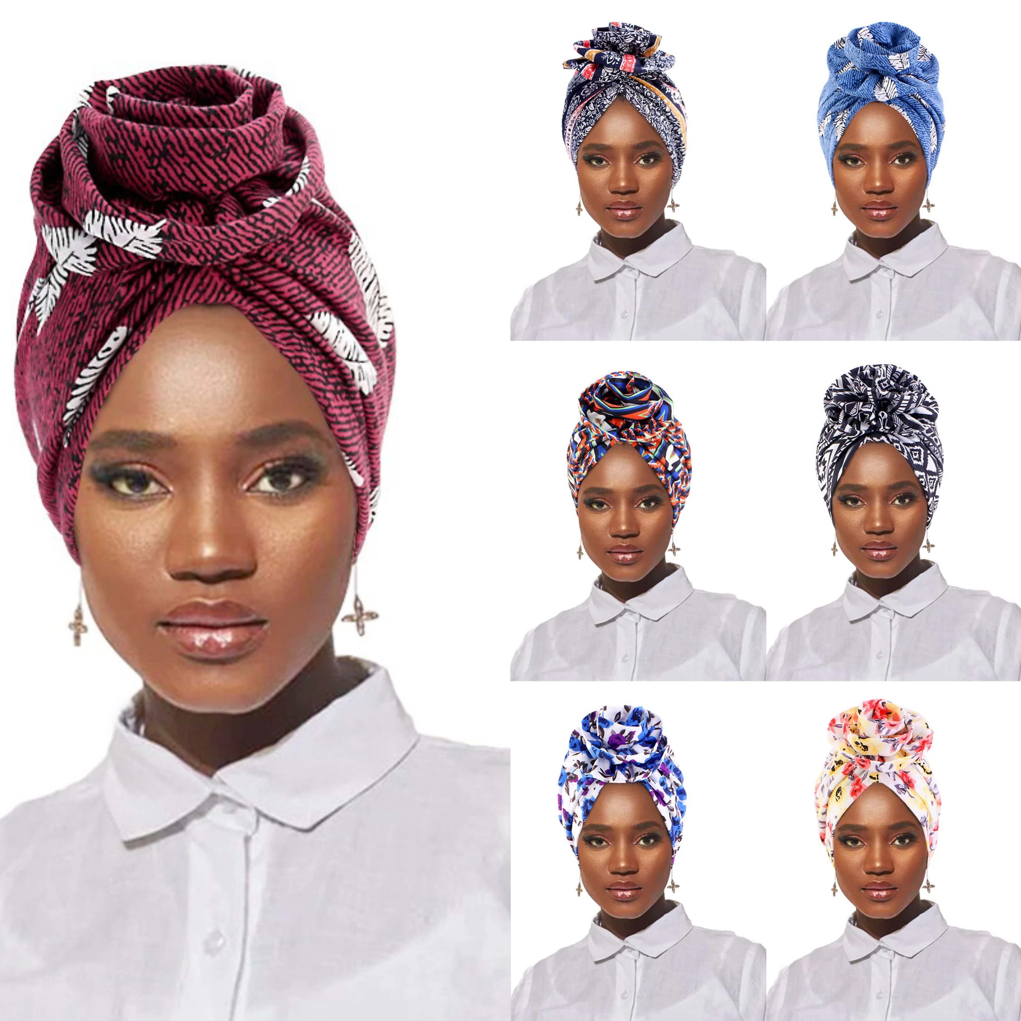Wholesale African Turban Hat New Design Ladies Pre Tied Turban Headwrap ...