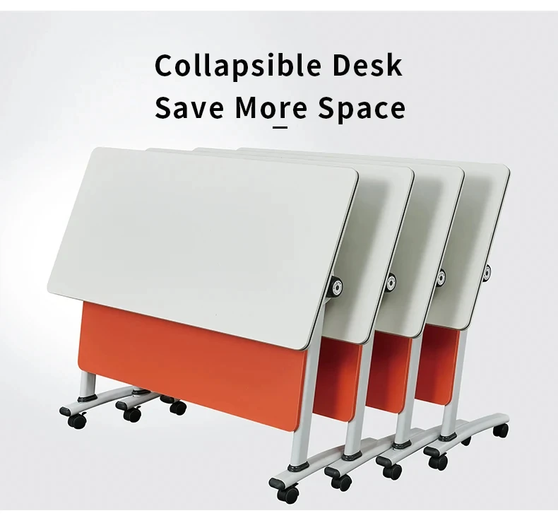 Folding Stackable Wooden Conference Table - Adjustable & Durable