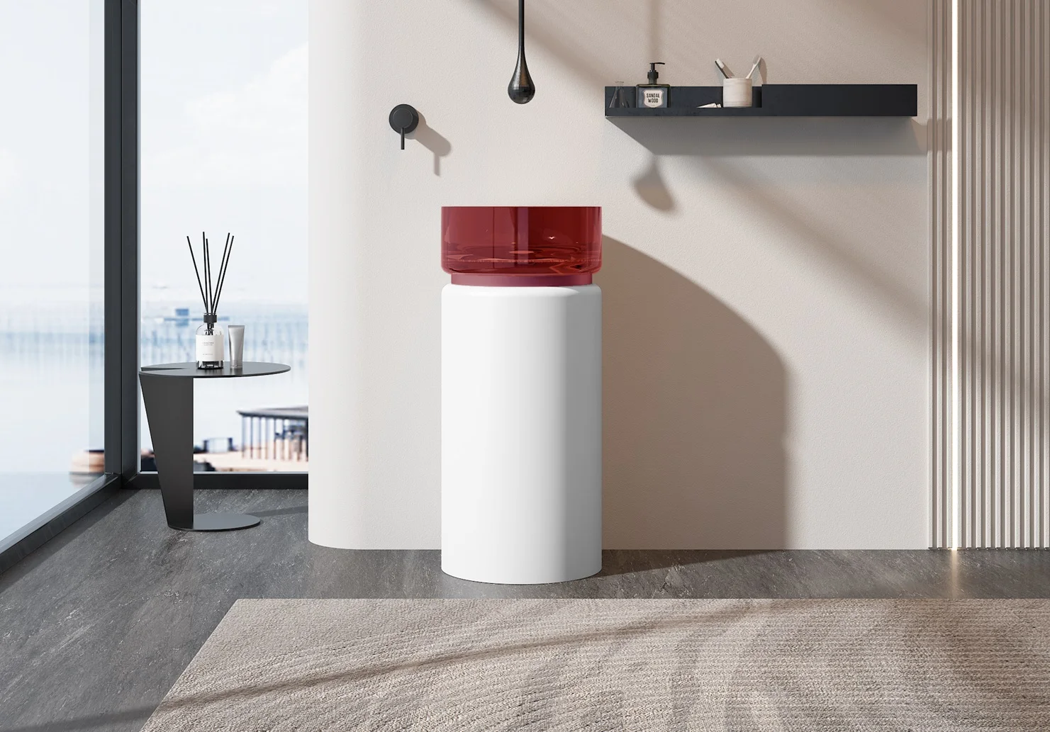 Modern Transparent Marble Bathroom Wash Basin - Pedestal Sinks for Hotels