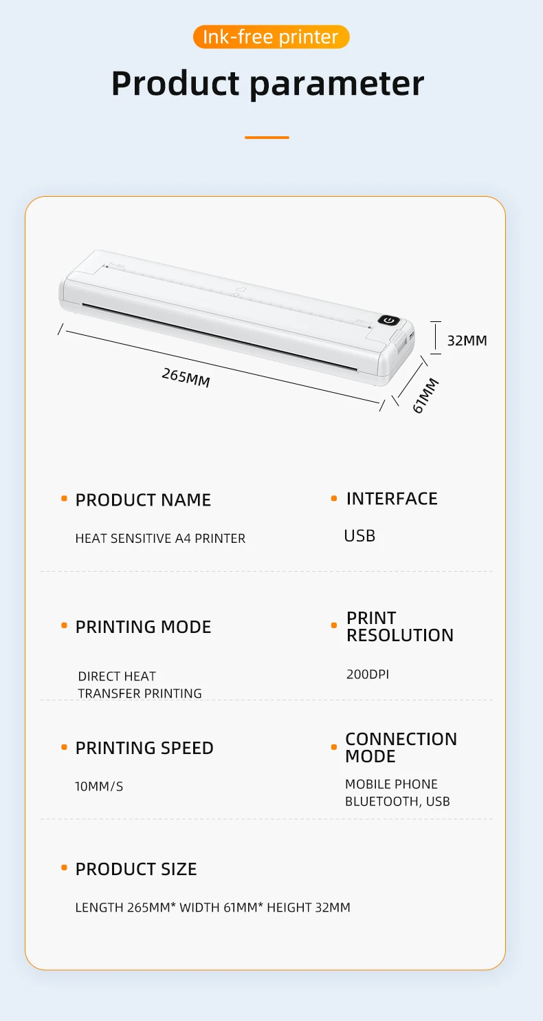 Portable A4 Printer Wireless Mobile Thermal Printer Thermo Stencil ...