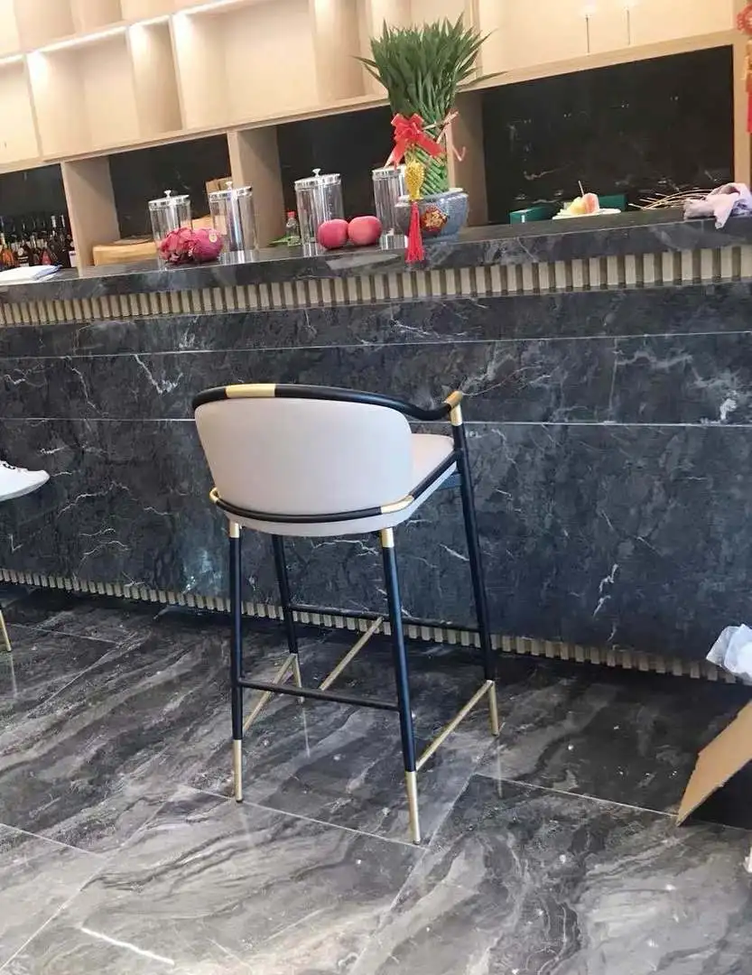 Modern Stainless Steel Stool Black Velvet Stools Gold Metal High Chair ...