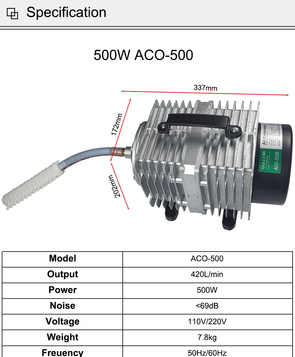 Hunst 500w 220v Air Compressor Electrical Magnetic Air Pump For Co2 ...