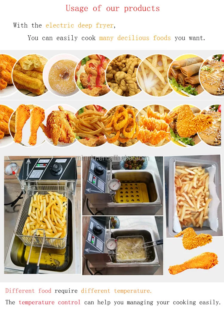 110V 6L Fryer Commercial Kitchen Fryer 410 Body 201 Wholesale Factory ...