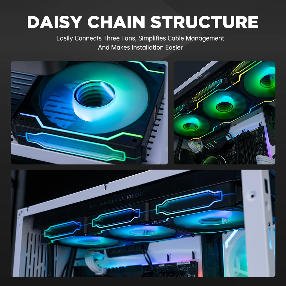 AURA Sync Computer Gaming Pc Cooler Fan Rgb Lights Daisy-chain 3pack ...