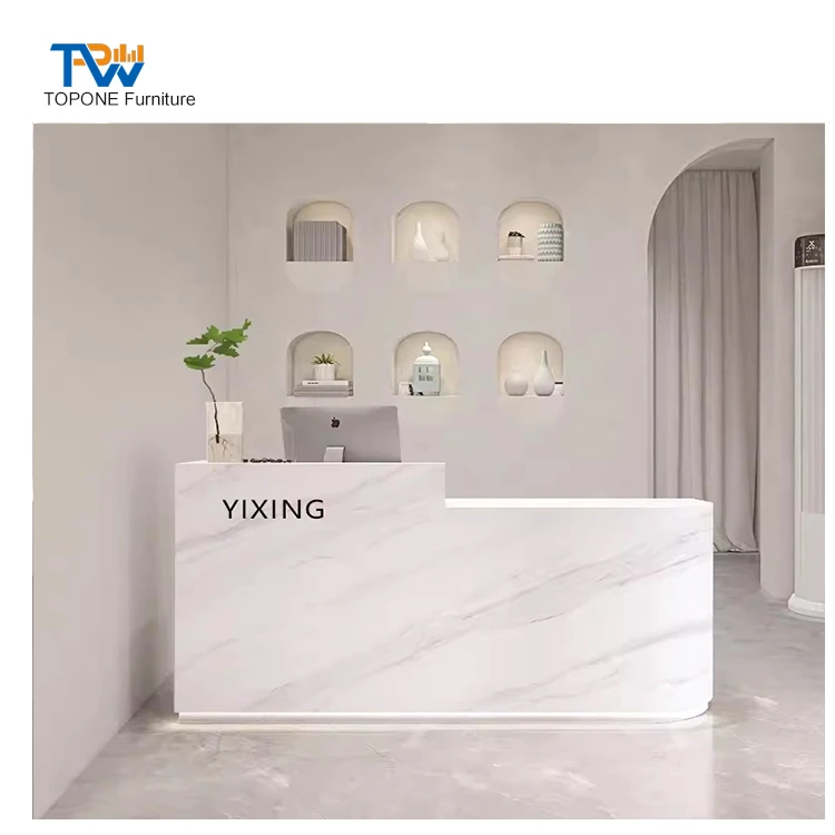 White Curved Reception Desk - Modern Luxury & Customization