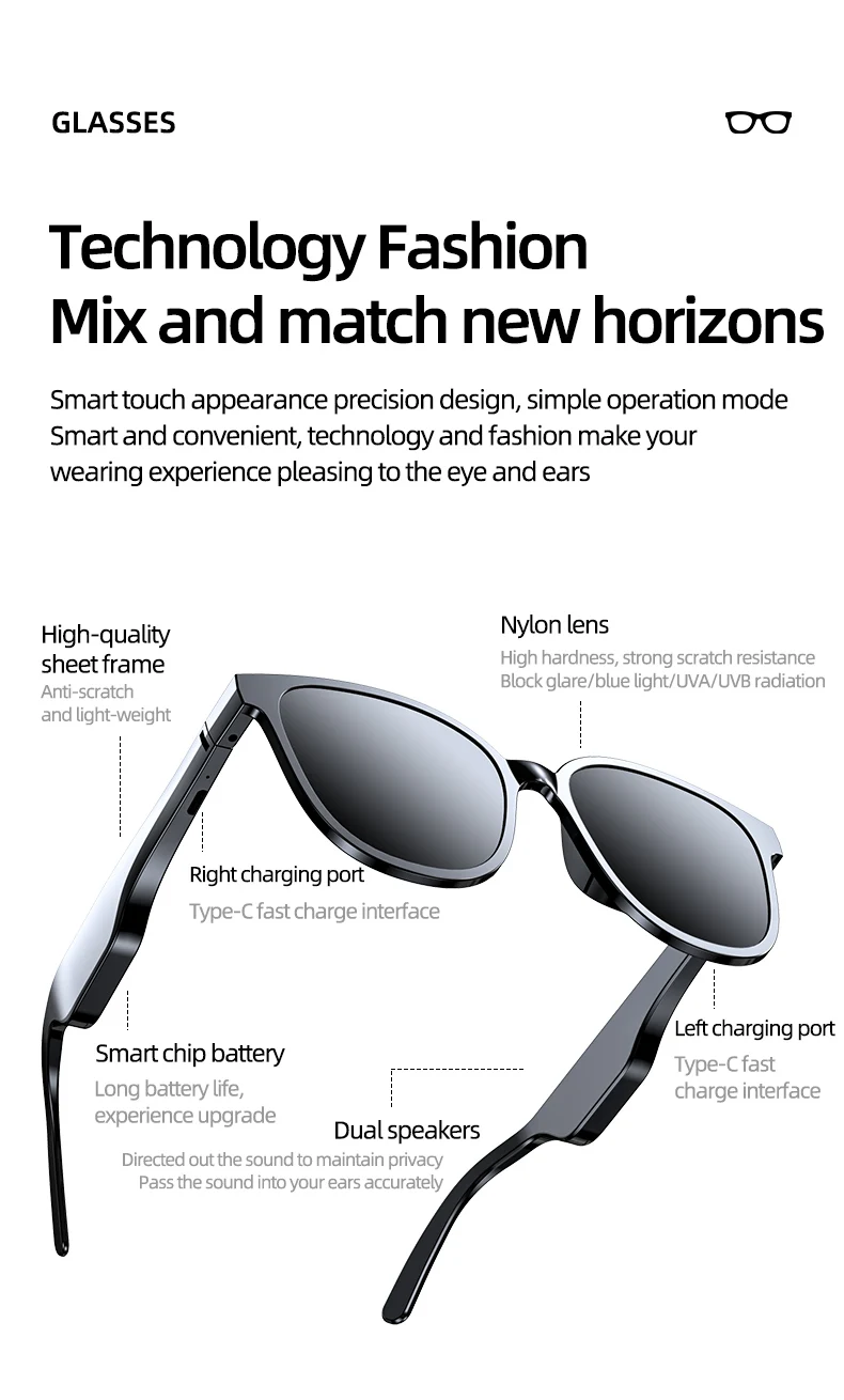 Smart Glasses with Bluetooth - Fashion & Functionality