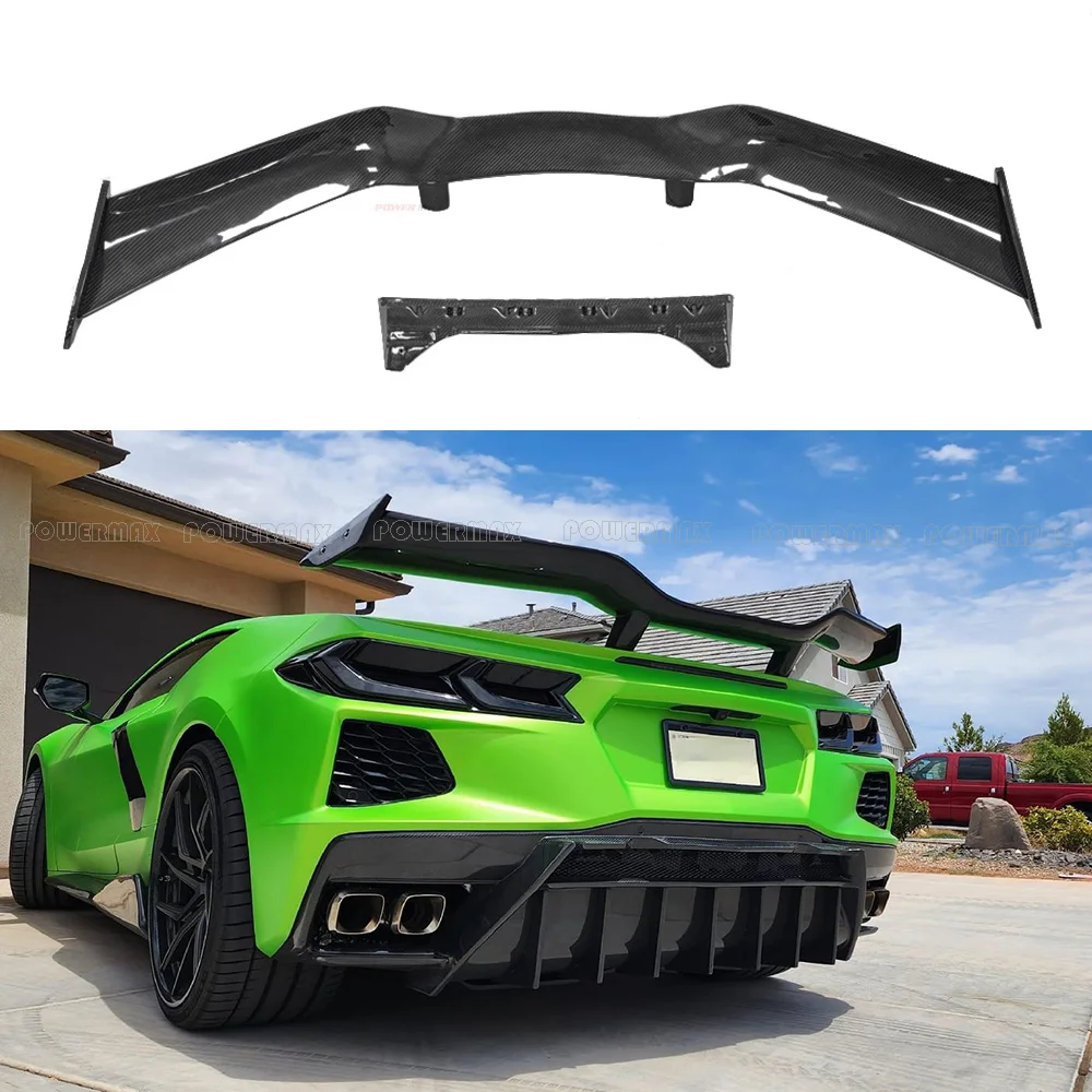 Z06 Style Dry Carbon Fiber Rear Wing Fit For Corvette C8 2019+ UPgrade ...