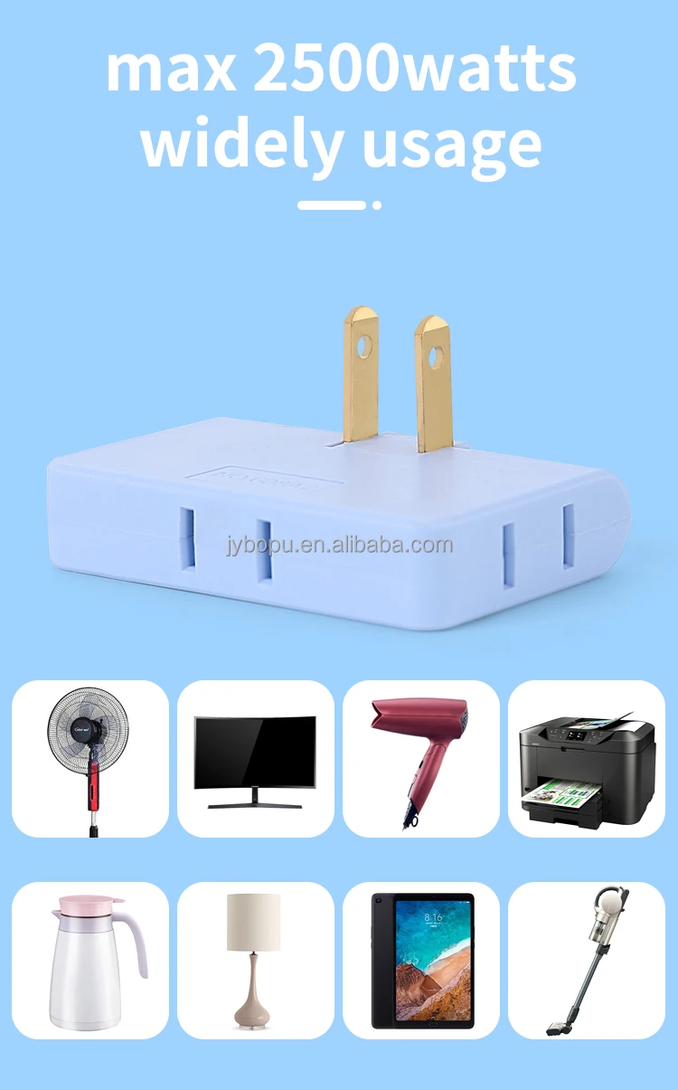 Wholesale 1 To 3 Way Electrical Outlet 2 Pin Plug Us Plug Rotatable ...