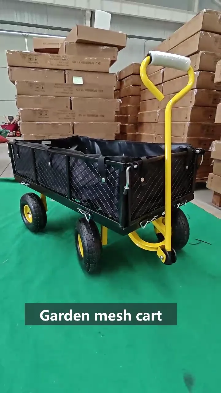 4 Wheel Outdoor Garden Carts Yard Wagon Landscaping Transport Cart Hand ...