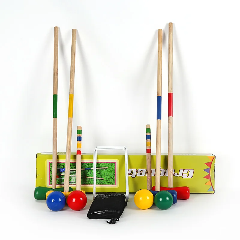 4 Player Wooden Croquet Set For Adult Classic Wooden Mallet Backyard ...