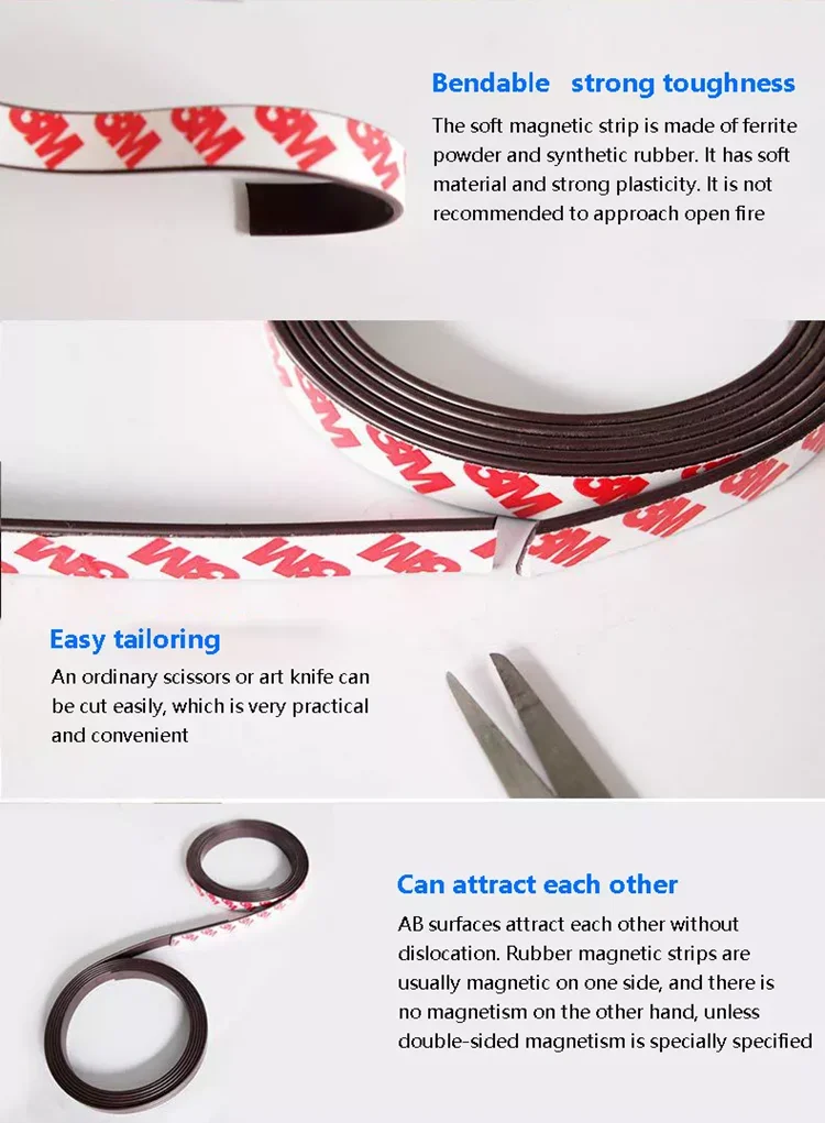 High Force Adhesive Back Soft Rubber Magnet Blackboard Magnetic Tape ...