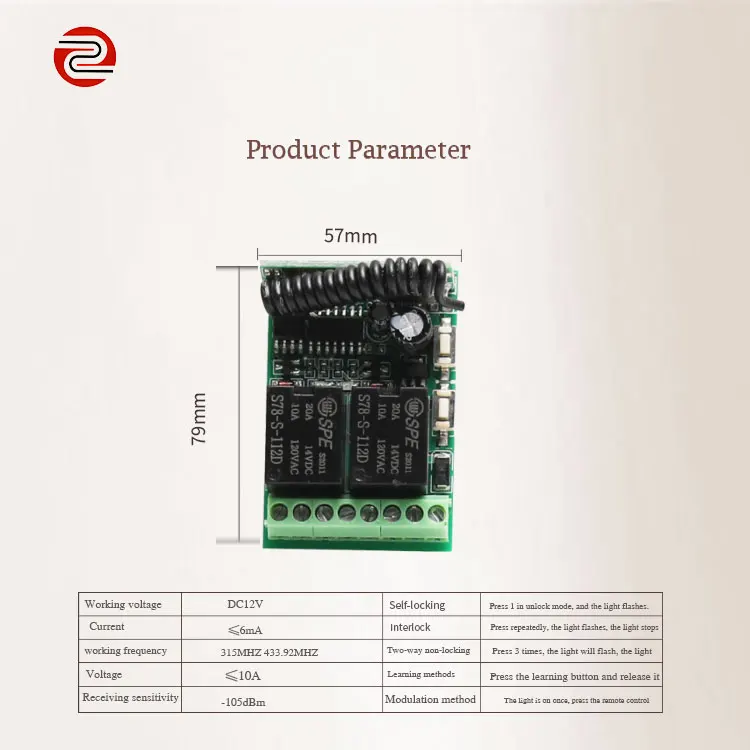 Universal 2-Channel RF Remote Control Transmitter with Receiver Module ...