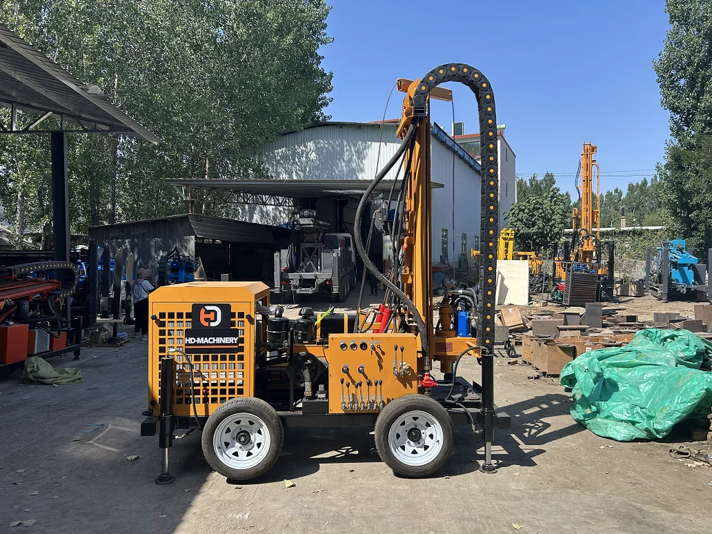 Trailer Mounted Pneumatic Water Well Rotary Borehole Rig 300m Reach ...