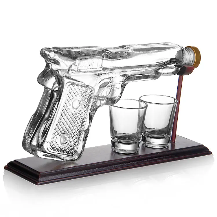 Whiskey Decanter - Gun Shape Glass Container for Spirits