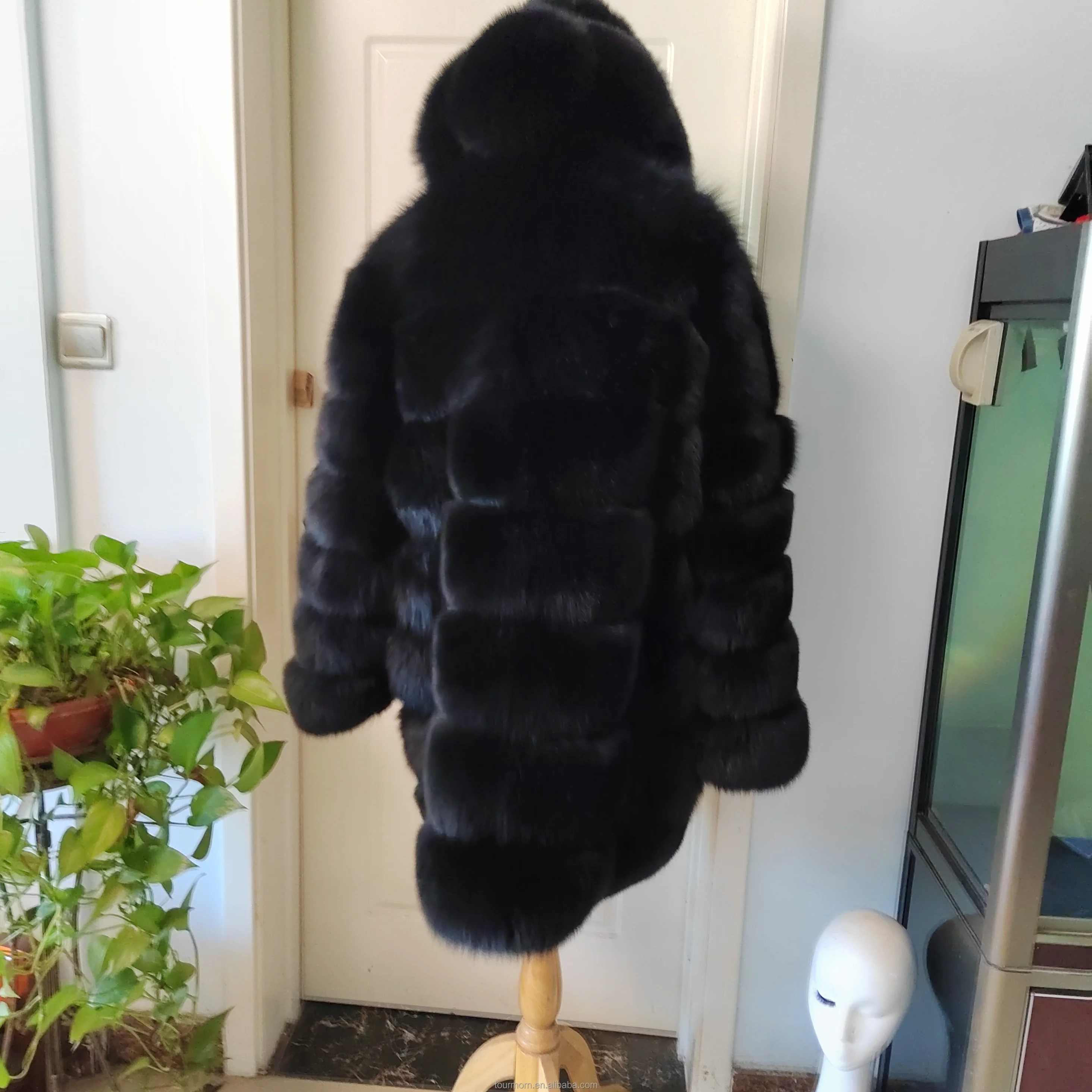 Custom Any Color Black Fox Fur Coat For Men Big Coat Plus Size Fox Fur ...