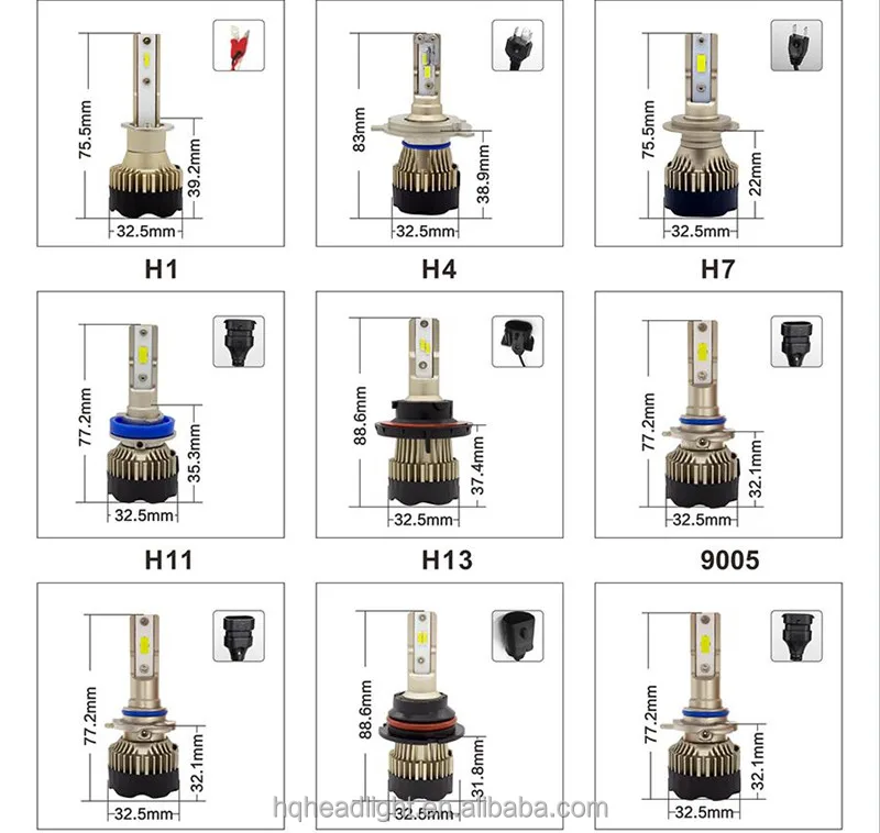 Factory Led Headlight Bulb Super Bright A12 6000k 4400lm 52w Pair Led ...