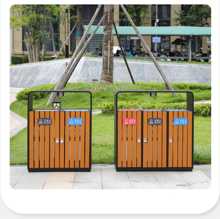 Galvanized Steel Outdoor Bins With 3 Compartment Garden Dust Bin ...