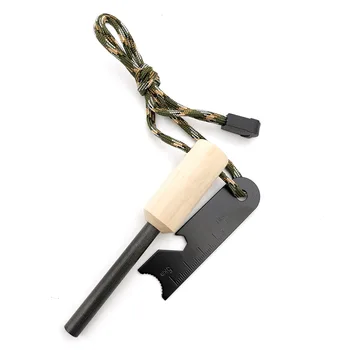 Winpolar Wood Handle Flint Fire Starter Sparking Ferrocerium Magnesium ...