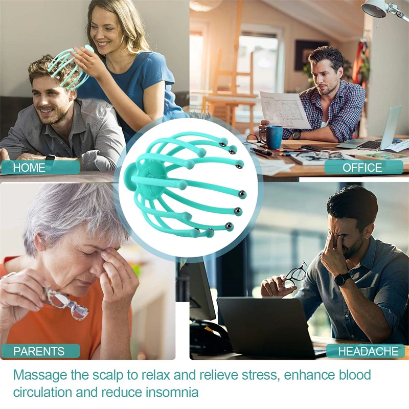 12 Roller Balls Prongs Hair Stimulation Head Massager Handle Head ...