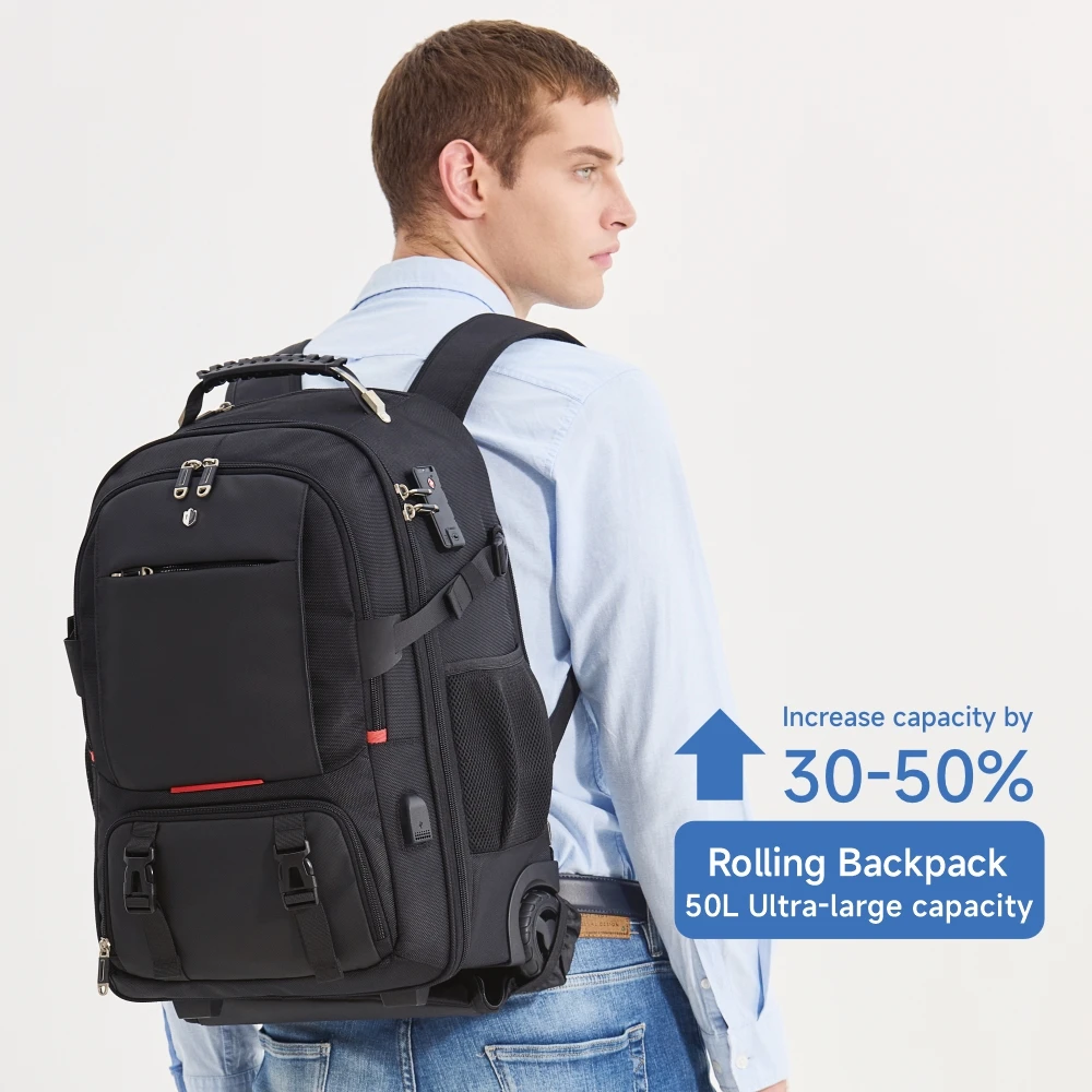 College/school & Business Wheeled Laptop Backpack With Airbag Vacuum System Rolling Trolley Bag ...