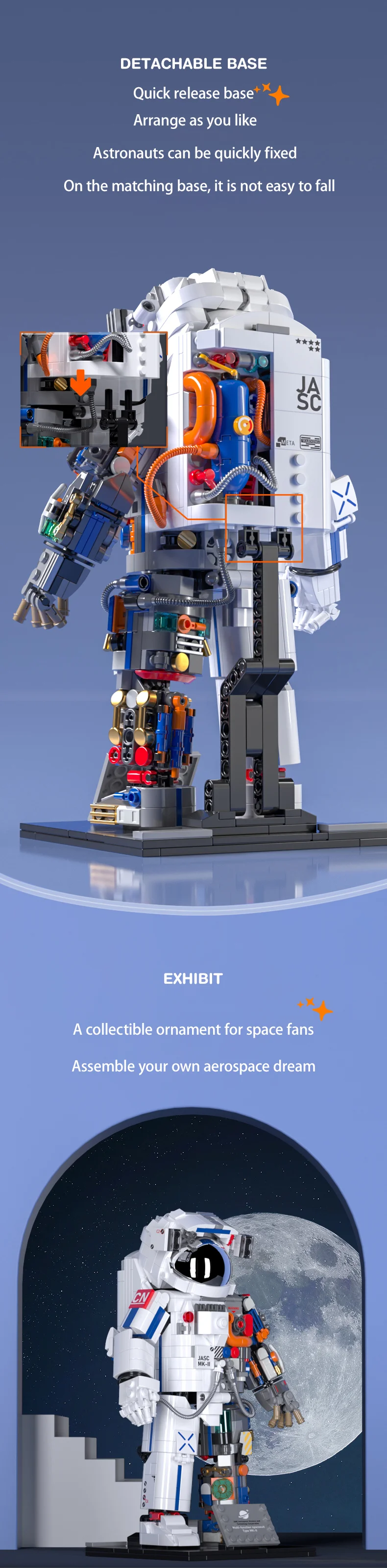 JAKI 9106 MOC Astronaut DIY Mechanical Exploring Astronaut Adventure ...