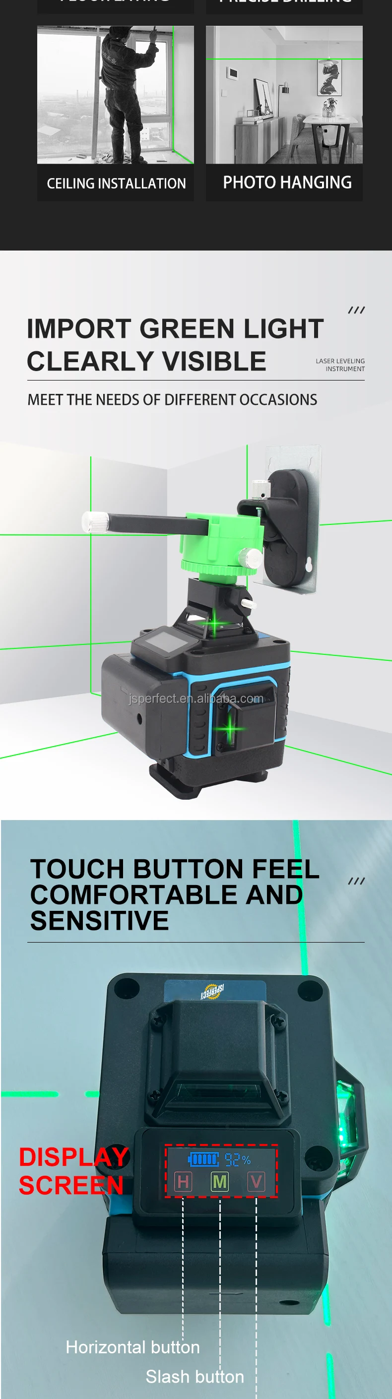 Professional New Digital Touching Screen 4D 16 Lines Laser Level with ...