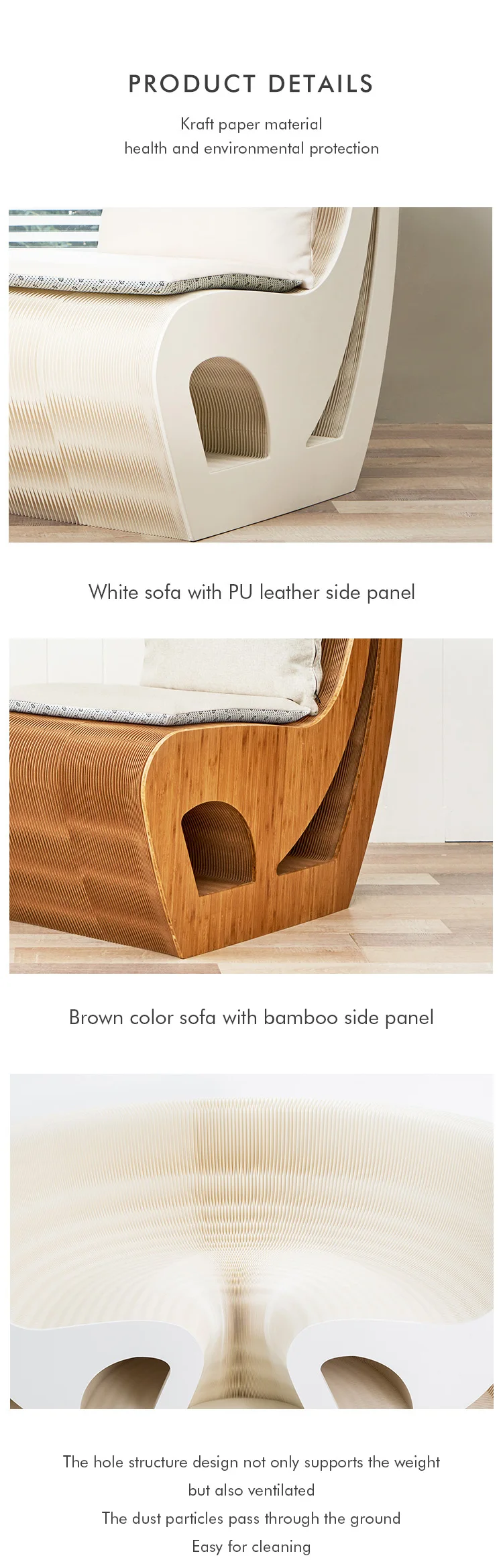 1 To 3 Seats Paper Sofa Folding Sofa Eco-friendly Craft Paper Living ...