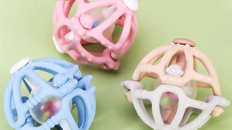 Customization Chew Silicone Children Teething Ball Kids Stacking ...