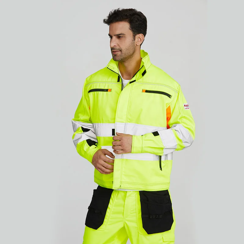 120 Gsm Yellow Hi Vis Reflective Fr Workwear Uniform Safety Clothing ...