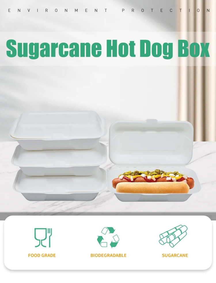 Disposable Snack Fast Food Box Tray Sugarcane Bagasse Container Waffle ...
