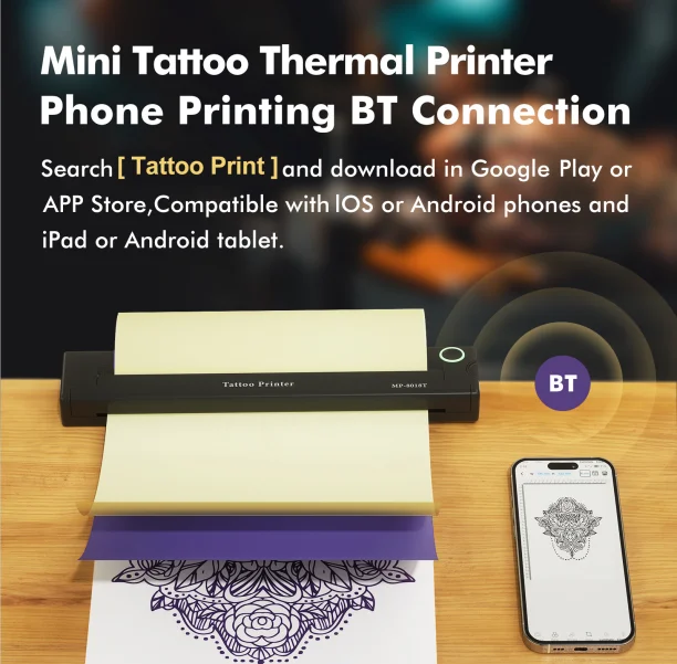 Luck Jingle Wireless Inkless Mini Portable Tattoo Printer Bt Thermal ...