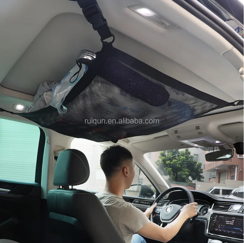 Car Ceiling Roof Interior Cargo Zipper Net Universal Storage Net Bag ...