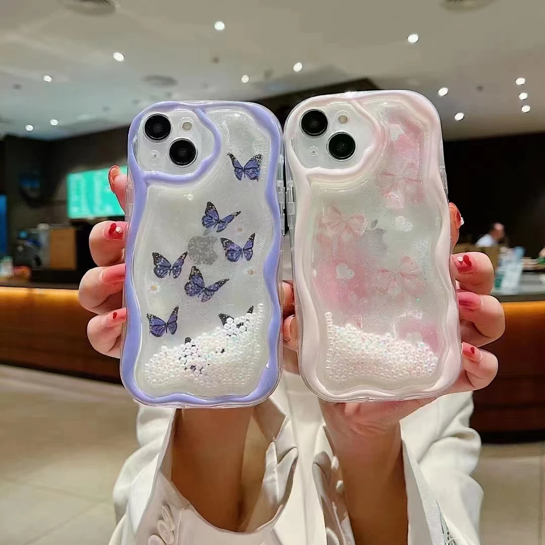 Forros Para Celular Customized Butterfly Quicksand Mobile Phone Cases ...