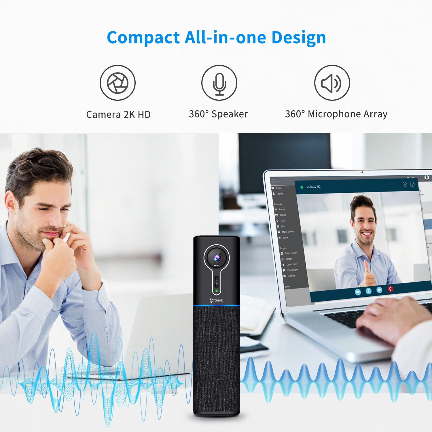 All In One Speaker Auto-tracking And Noise Cancellation,2k Smart Camera ...