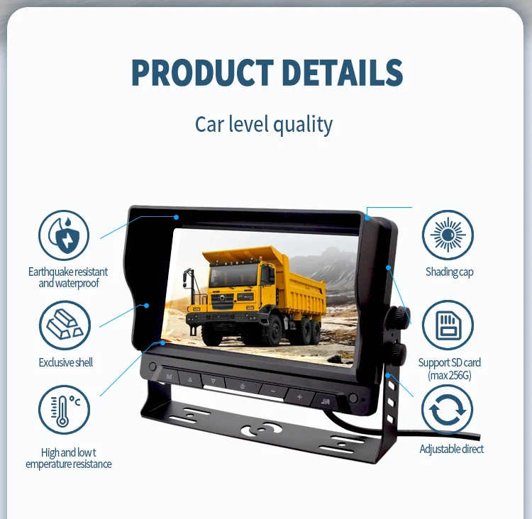 7inch Monitor Ips Screen 1/2/3/4 Camera Ahd1080p 180 / 360 Degree Truck ...