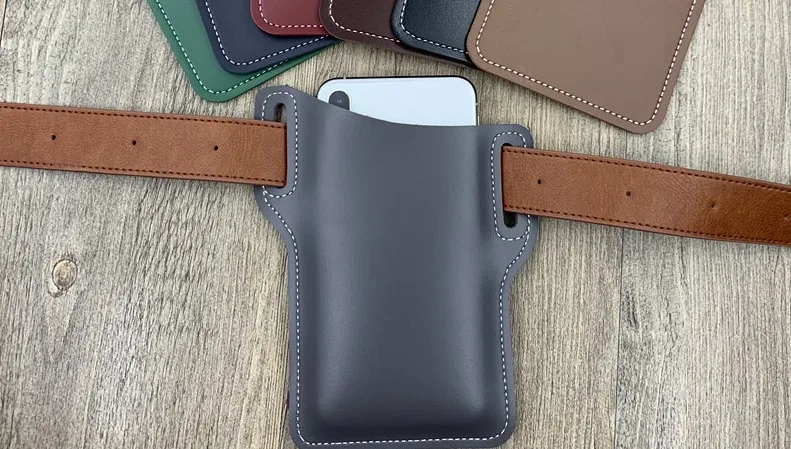 Retro Genuine Leather Men Belt Case Bag Mobile Cell Phone Multifunction ...