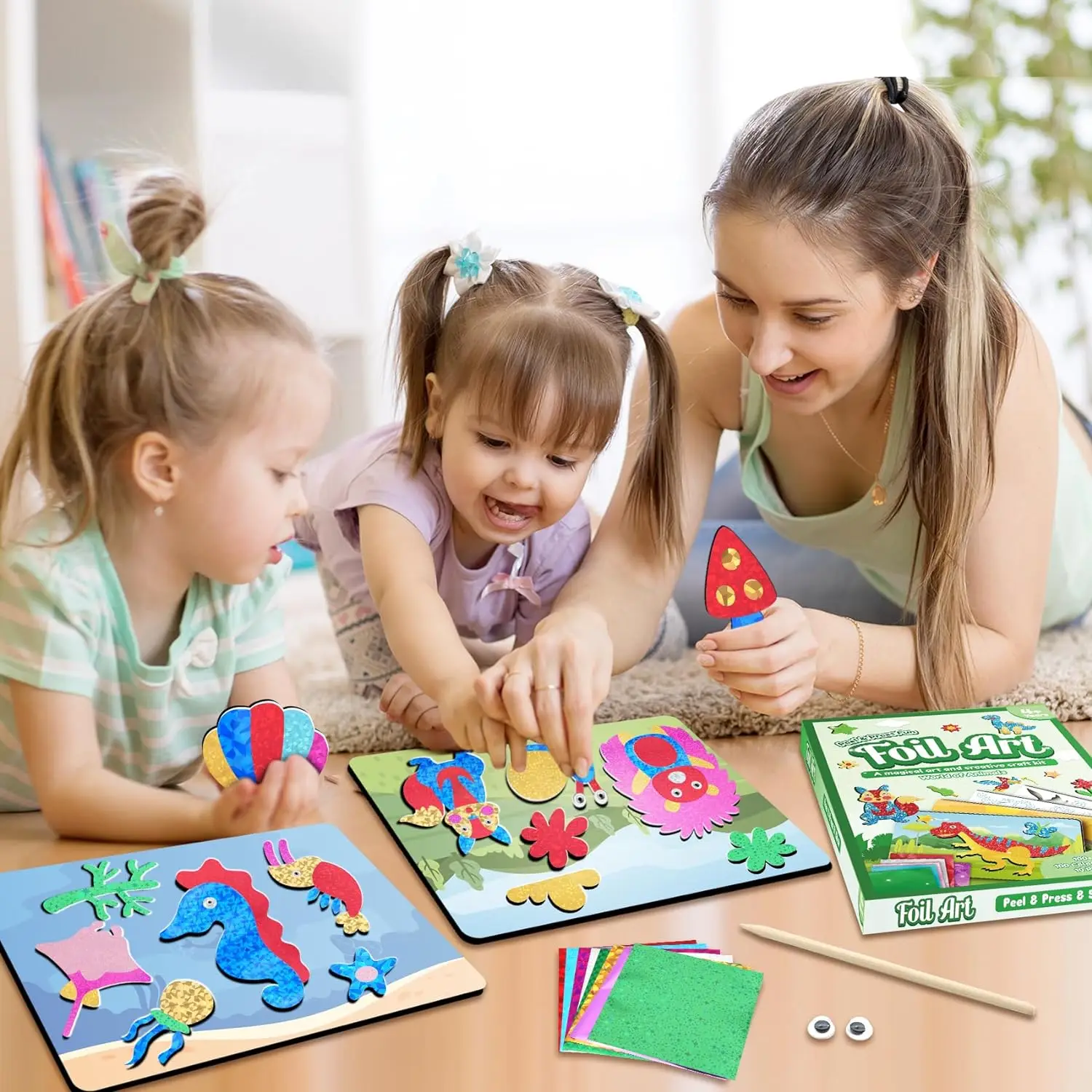 Hot DIY Foil Art Craft Dinosaur Toys Funny Foil Fun Animals Stickers ...
