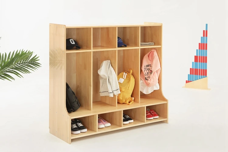 Kids Cabinet Backpack Storage Organizer Wooden Cubbies & Lockers For ...