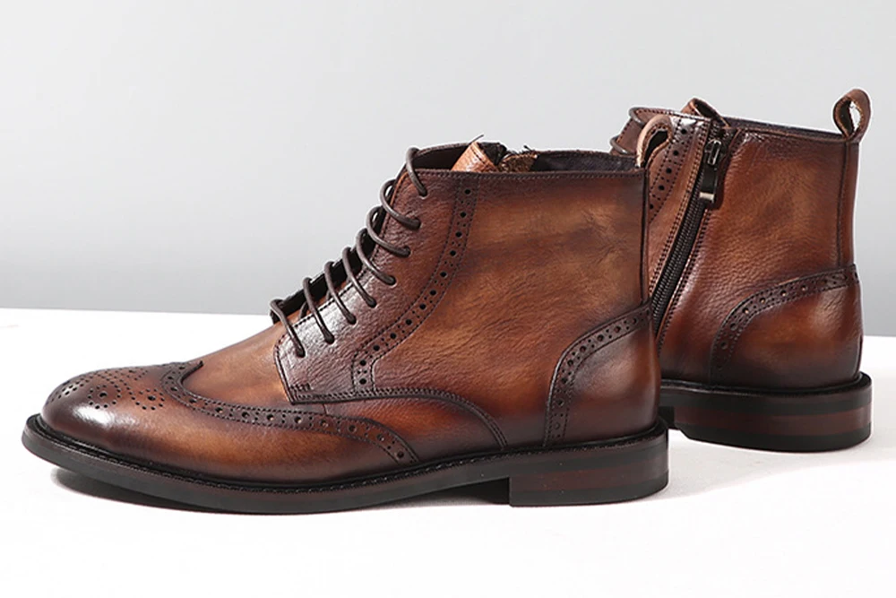 Vintage Versatility Full Grain Genuine Leather Boots Breathable Wear ...