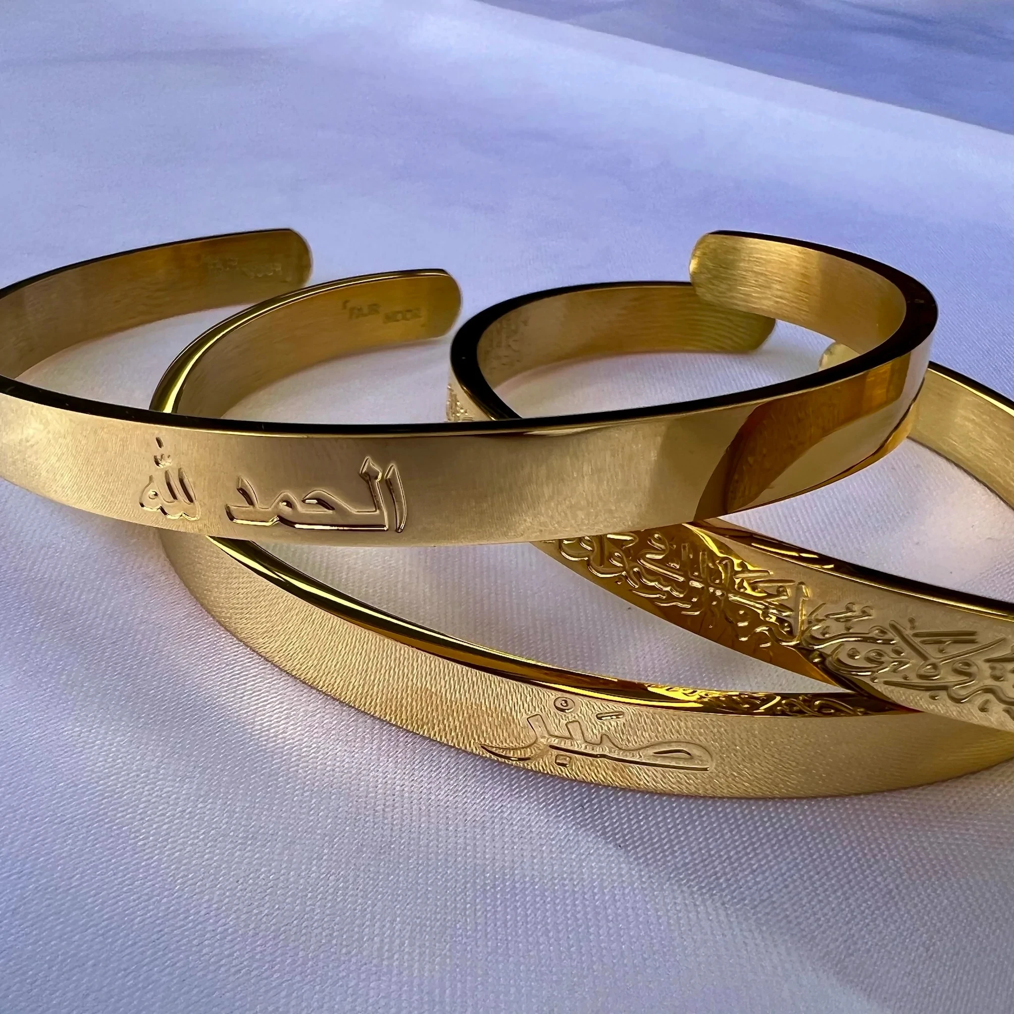 Engraved Arabic Characters Stainless Steel Bangles Islamic Muslim Cuff ...