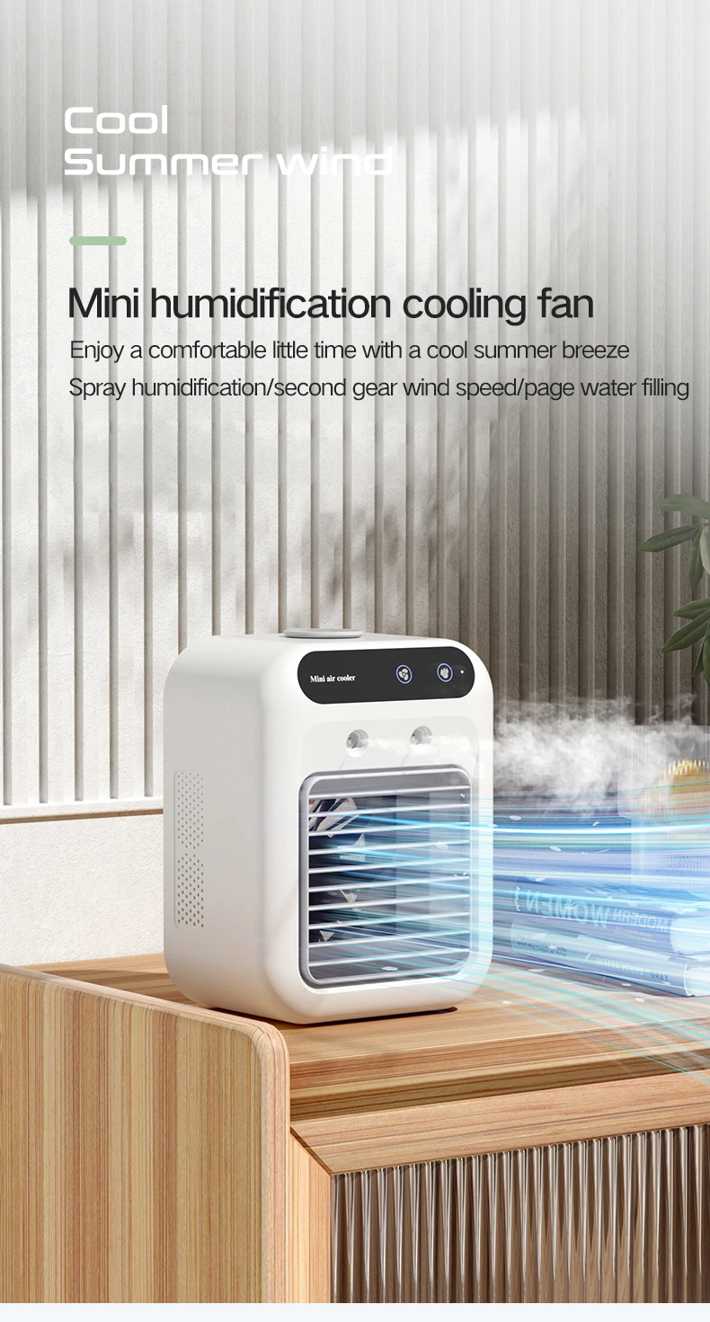 Small Desk Personal Evaporative Air Cooler Mini Rechargeable Portable ...