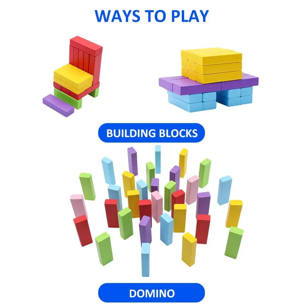 Custom Rainbow Wooden Stacking Building Blocks Classic Board Game ...