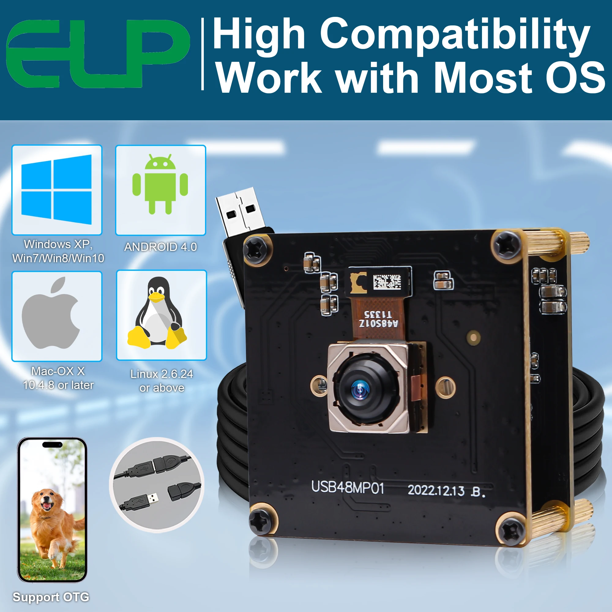 ELP 48MP Autofocus Camera - 8K Ultra HD for Face Recognition