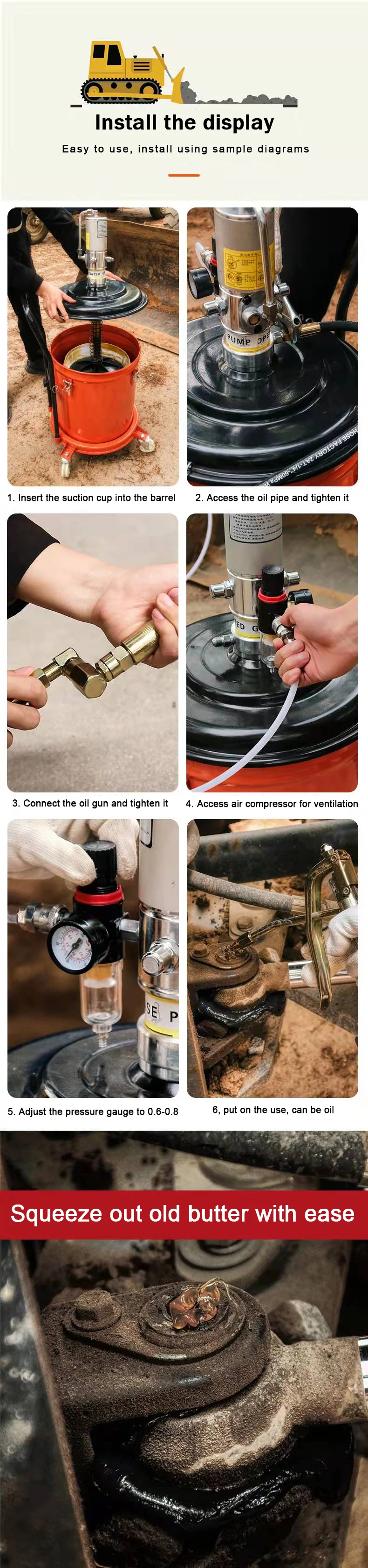 5 Gallon Air Operated High Pressure Pneumat Greased Pump 20l Pneumatic ...