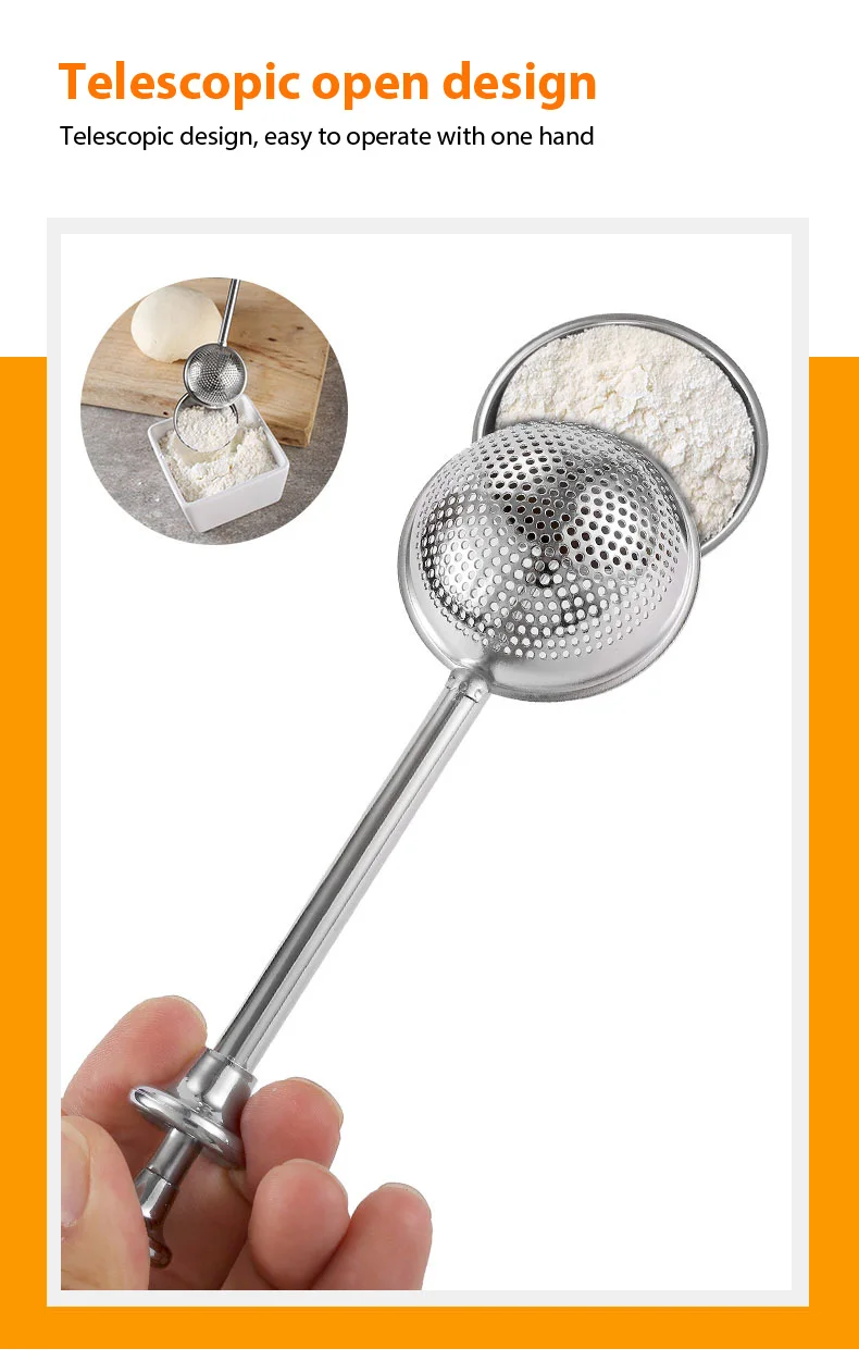 Flour Duster for Baking - One-Handed Stainless Steel Shaker