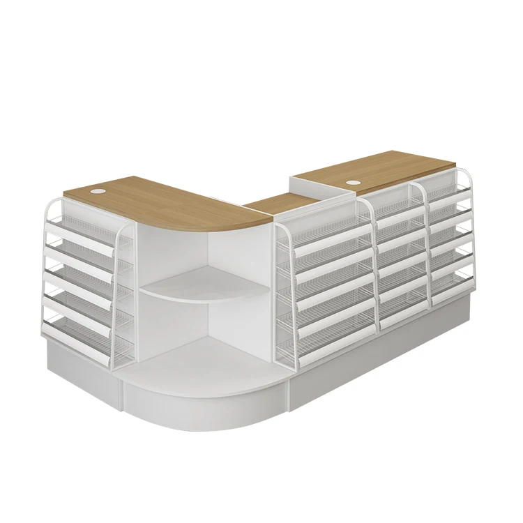 Checkout Counter Cashier Counter Checkout Counter with Shelving for ...