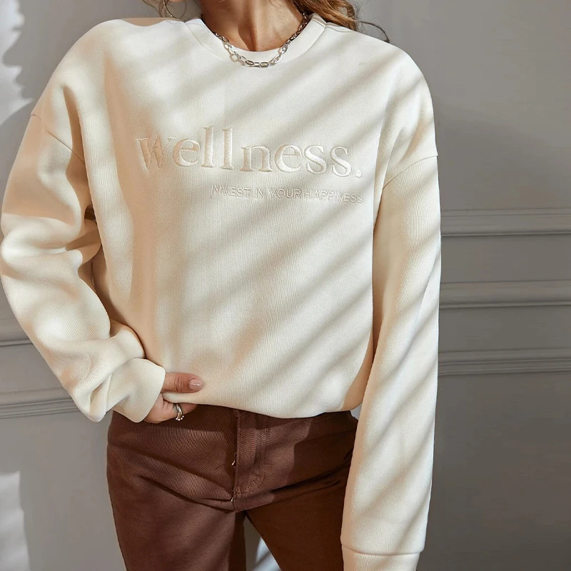 OEM High Quality Crew Neck Long Sleeve Embroidered Sweatshirt